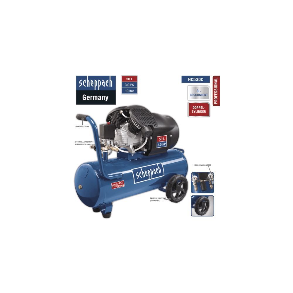 SCHEPPACH Kompressor HC53DC 230V 2200W 50L bei » J-Kesselshop